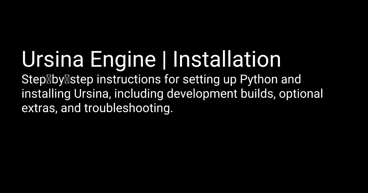 Ursina Engine | Installation